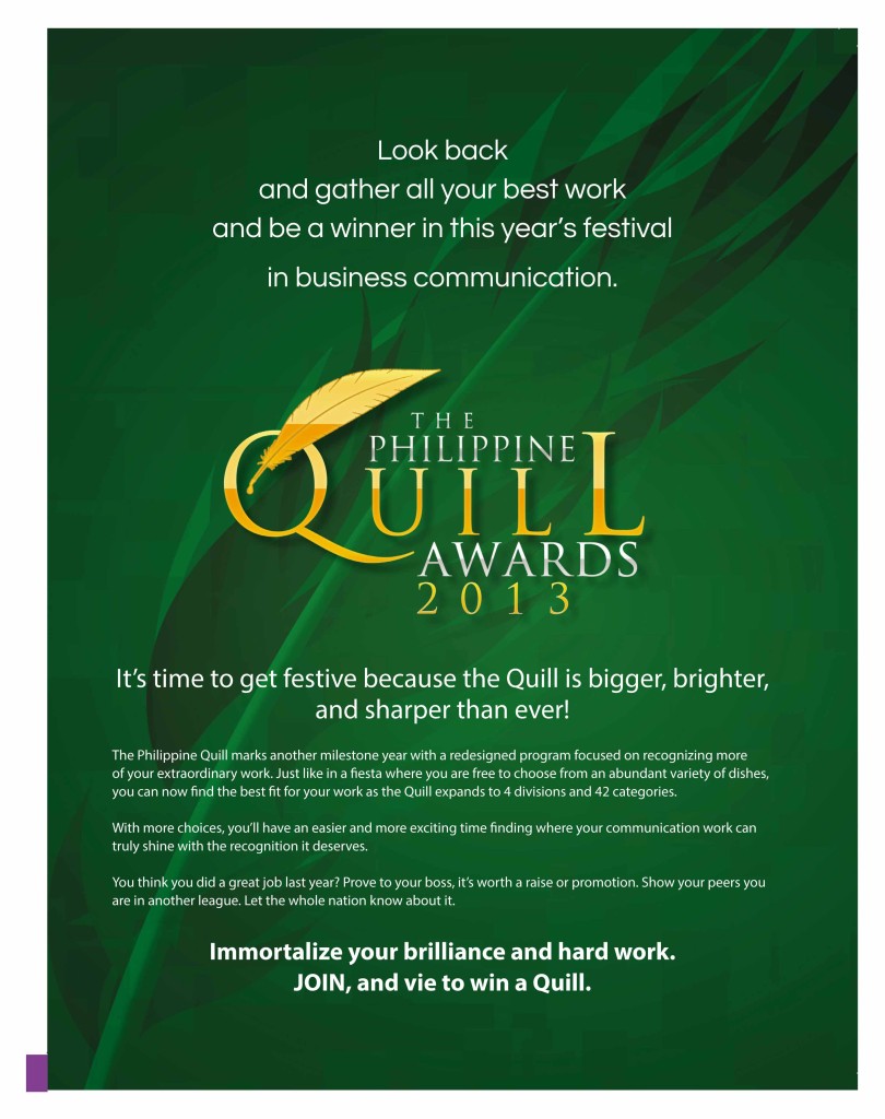 Go For Excellence And Win A Quill!: The Philippine Quill Awards 2013